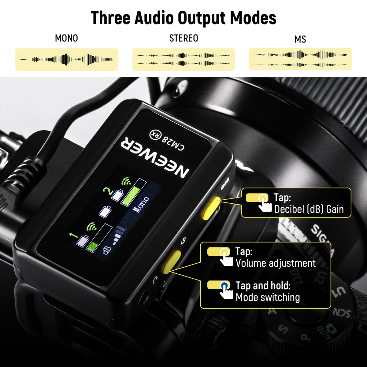 NEEWER CM28 Micrófono de solapa inalámbrico Lavalier con estuche de ...